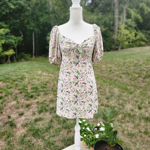 Dresses | Bloomcore Milkmaid Style Boho Floral Dress M Cottagecore Boho ...